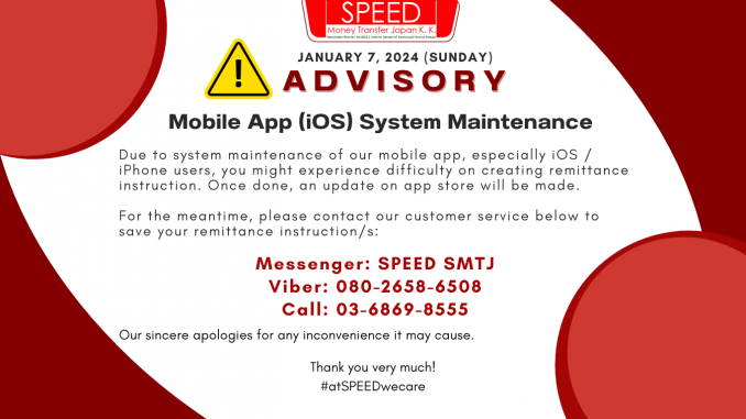 Mobile App Advisory – Speed Money Transfer Japan K. K.